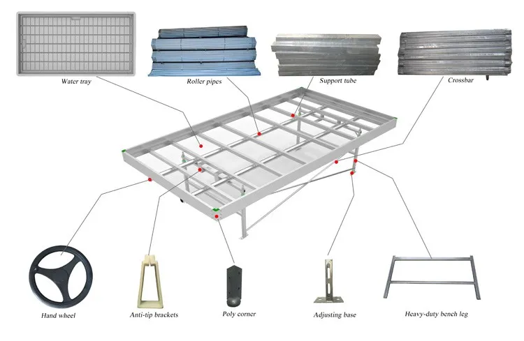 Vertical Farming Rack Hydroponic Flood Table Rolling Benches - Thump